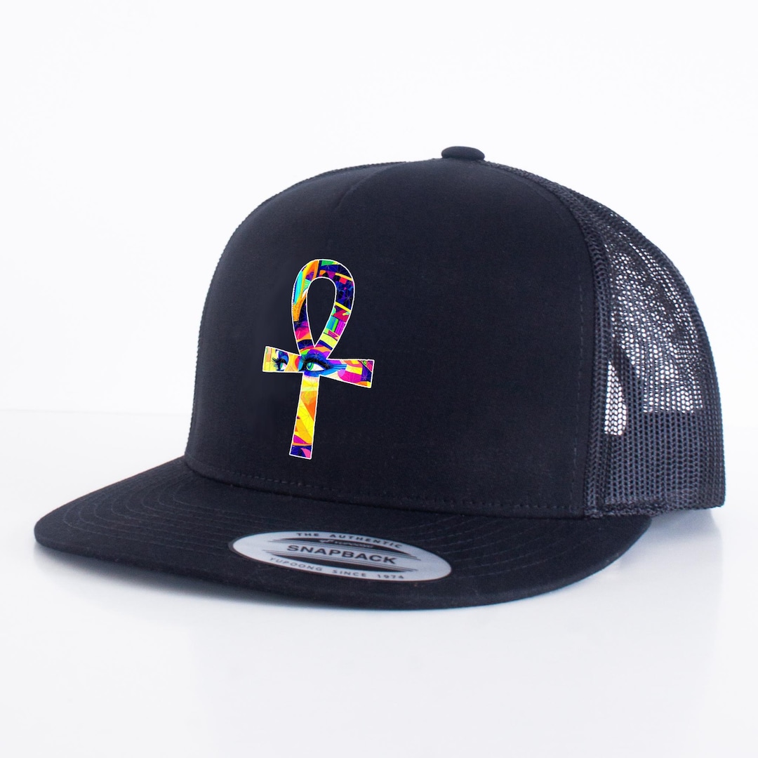Egyptian Ankh Cross Hip Hop Cap With Flat Bill and Mesh - Adjustable ...