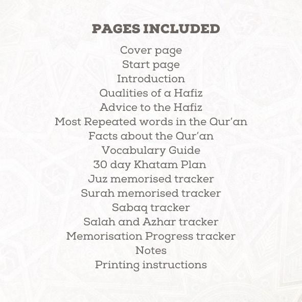 Hifz Progress Tracker Quran Memorization Planner PDF 30-day Khatam ...