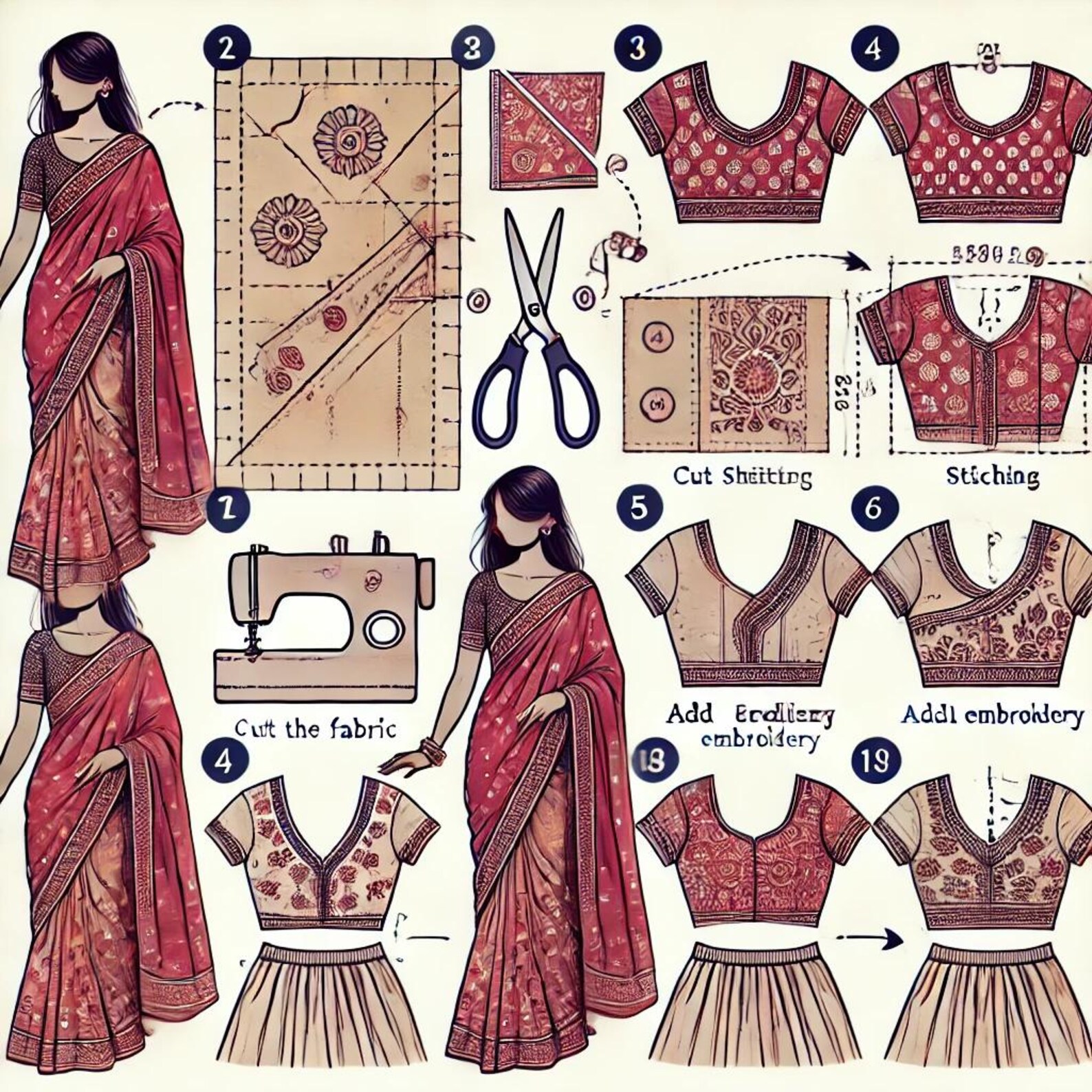 Saree Blouse | Classic Choli Blouse Sewing Pattern | PDF Digital ...