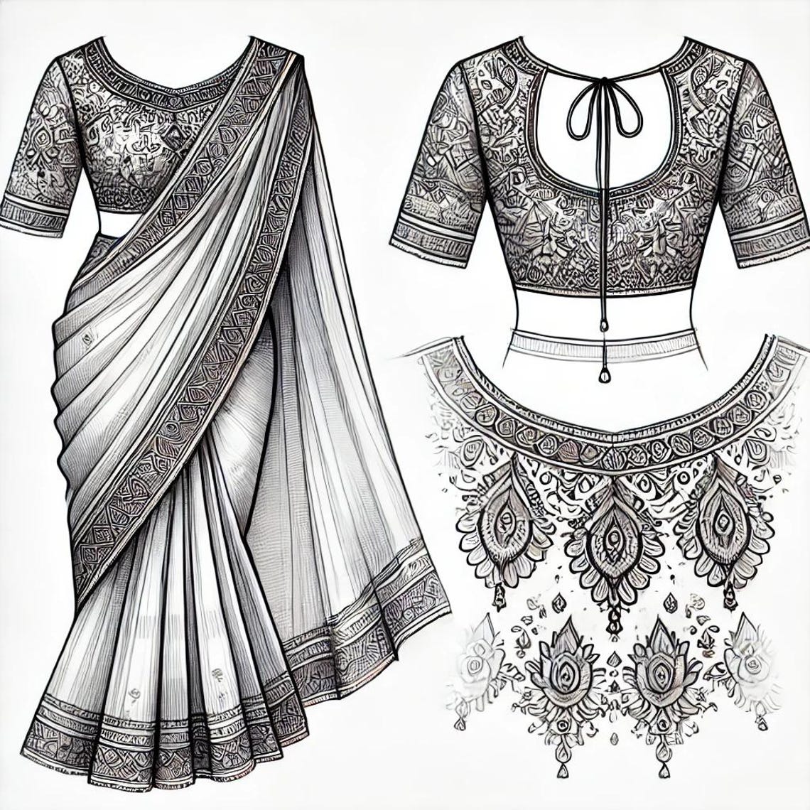 Saree Blouse | Classic Choli Blouse Sewing Pattern | PDF Digital ...