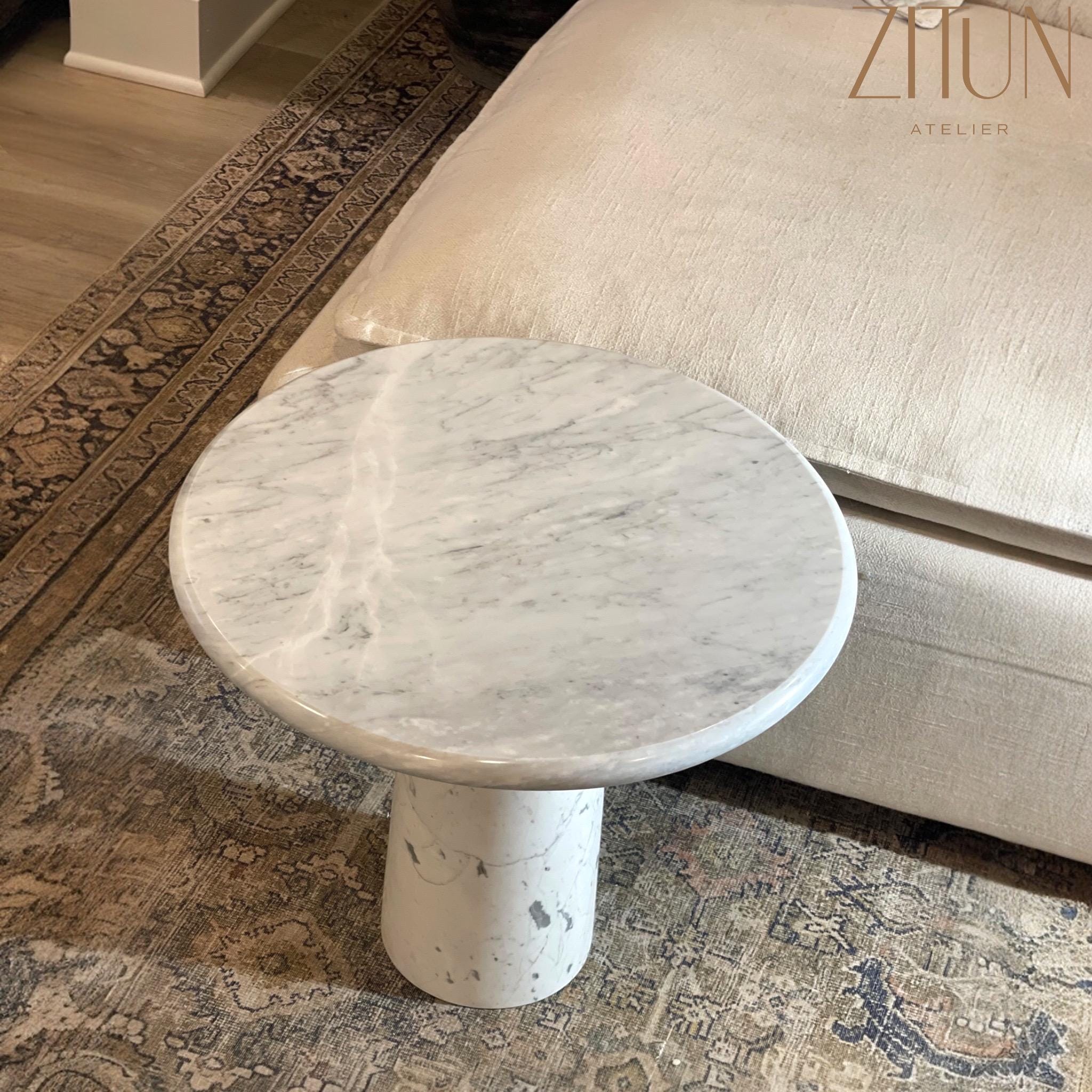 Sculptural Italian Calcutta & Gioia Marble Side Table Handcrafted Side ...