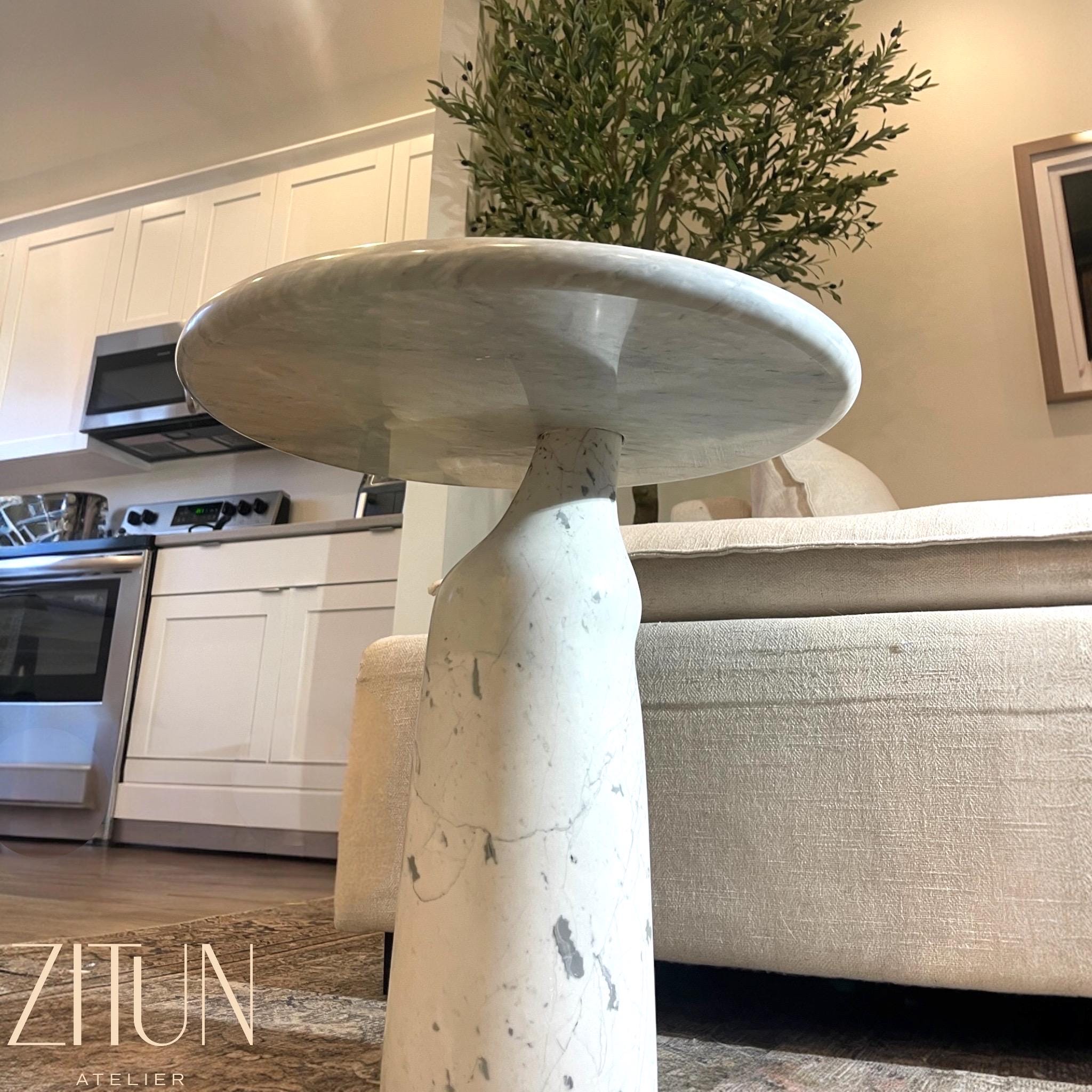 Sculptural Italian Calcutta & Gioia Marble Side Table Handcrafted Side ...