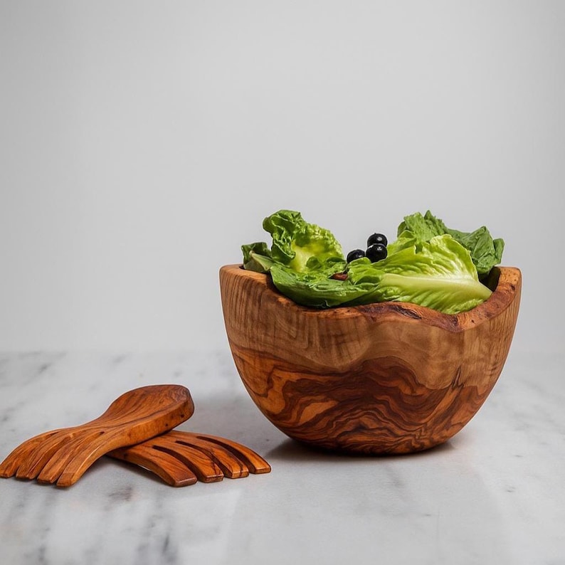 Handcrafted Olive Wood Decorative Bowl - Handmade Salad Bowl Rustic ...