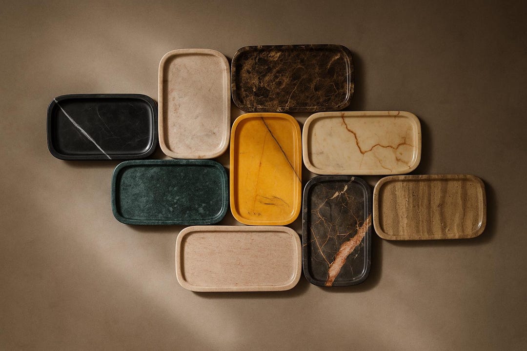 Handmade Marble Rectangular Tray - Natural Stone Vanity and Catchall ...