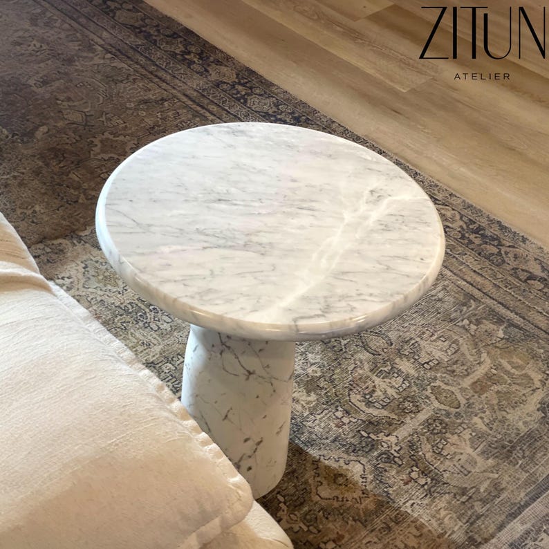Sculptural Italian Calcutta & Gioia Marble Side Table Handcrafted Side ...