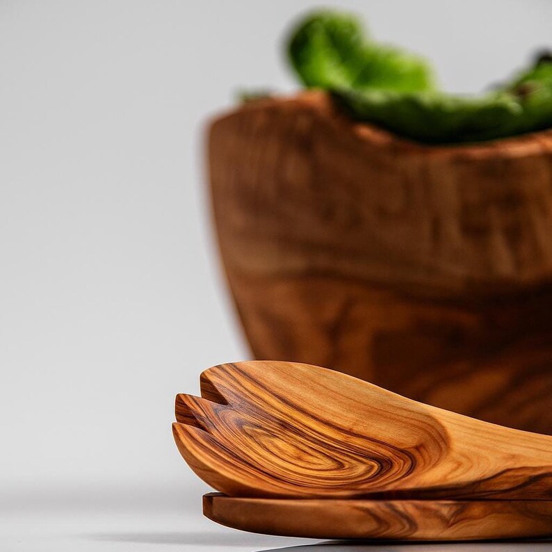 Handcrafted Olive Wood Decorative Bowl - Handmade Salad Bowl Rustic ...