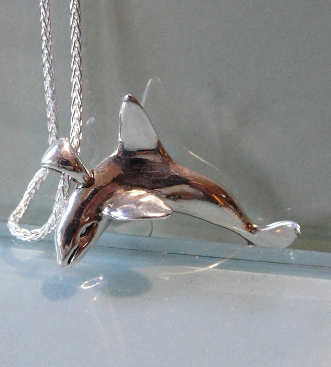 Sterling Silver Orca Pendant with Straight Dorsal Fin part of | Etsy