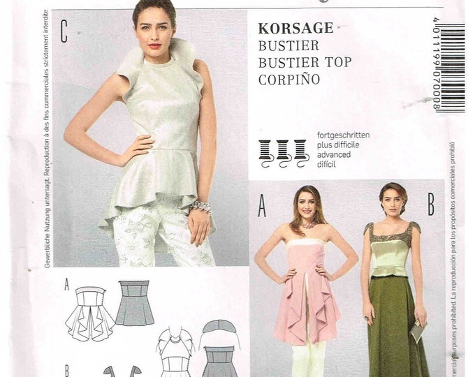 Vogue 7733 Sewing Pattern Corset Top, Bell Sleeves Plus Size 18, 20, 22 ...