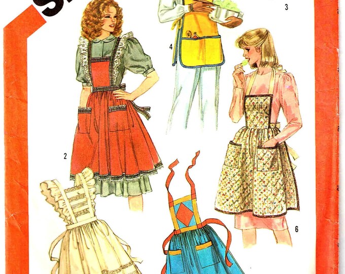 Sewing Pattern Cobbler and Ruffled Bib Apron Simplicity 5725 on Size ...
