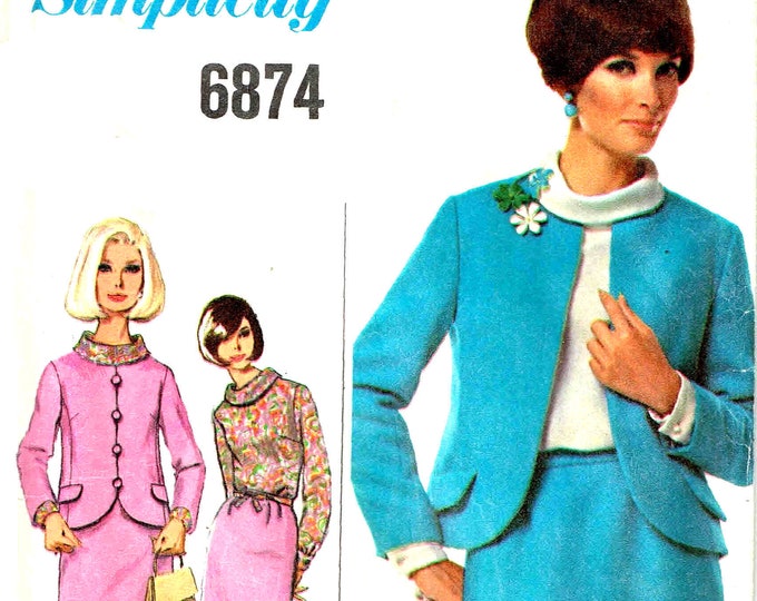 Vintage 1960s Wide Band Collar Shift Dress Simplicity 7807 Plus Size 18 ...