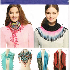 Sewing Pattern Neck Scarf, Various Styles, Tassel, Fringed Neck ...