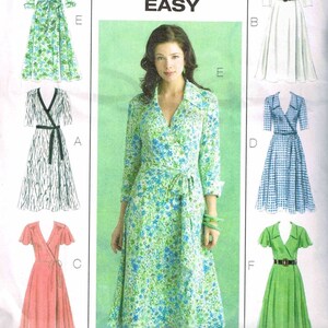 Wrap Dress Sewing Pattern Butterick 5030 Misses V Neckline Short Long ...