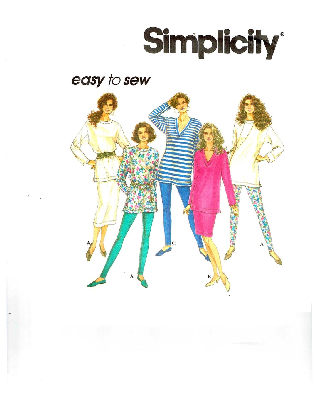 Sewing Pattern Skirt, Legging Pants and Oversized Tops Simplicity 8664 Size XS S M L XL Uncut ...