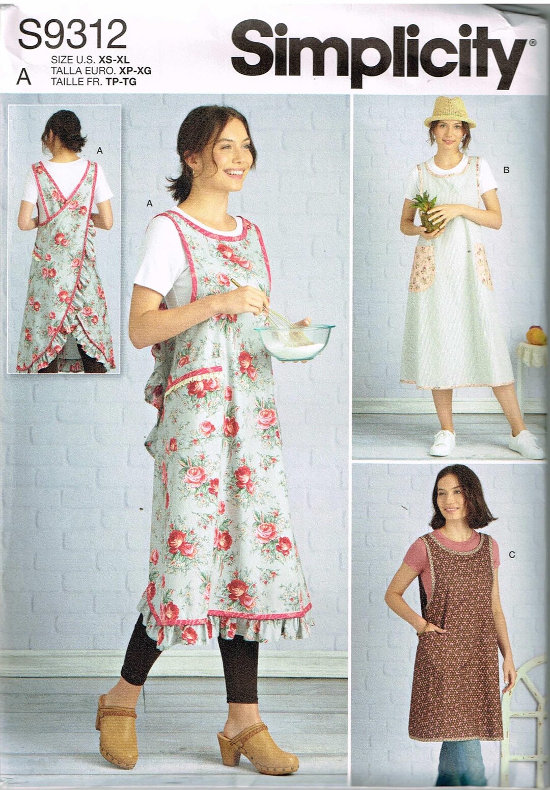 Sewing Pattern Misses Apron Full Length Simplicity S9312 Size XS S M L ...