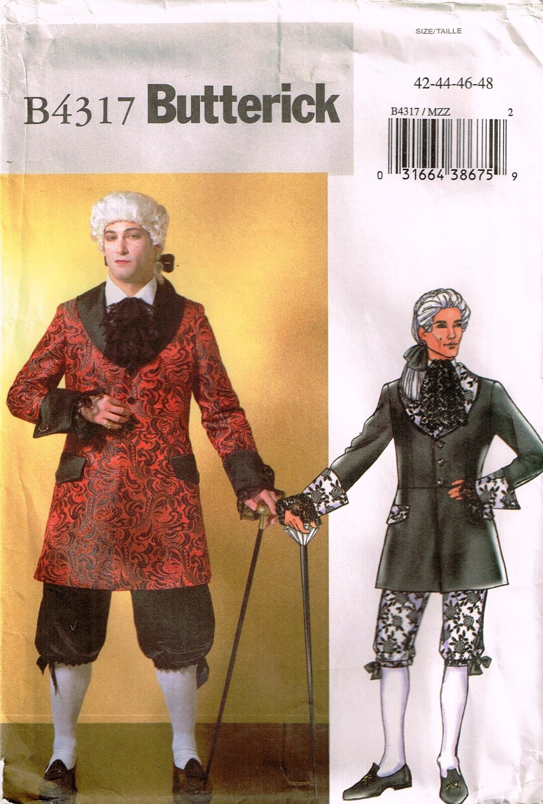 Butterick 4317 Colonial 1700s Costume Sewing Pattern Men 42 44 46 48 - Etsy