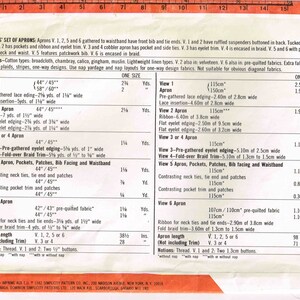 Sewing Pattern Cobbler and Ruffled Bib Apron Simplicity 5725 on Size ...