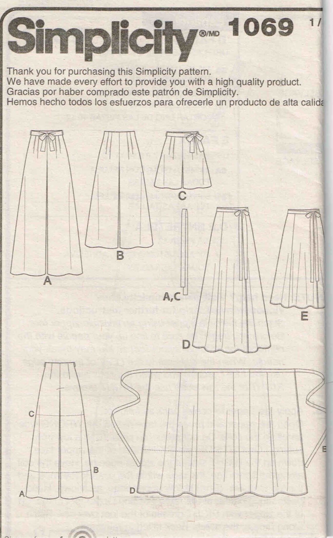 Palazzo Pants Sewing Pattern Wrap Maxi Skirt Shorts Simplicity - Etsy