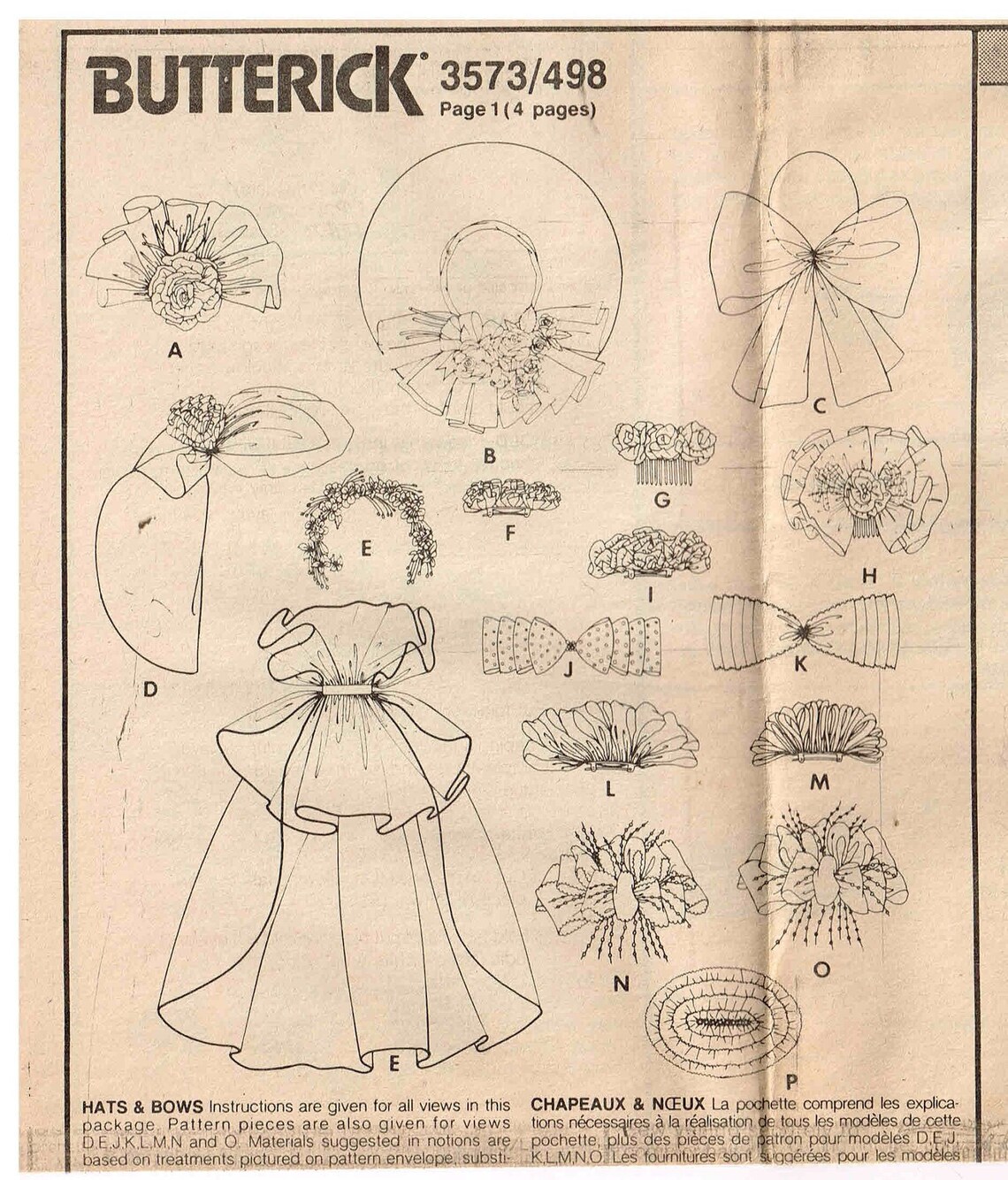 Sewing Pattern Fascinator Hats and Hair Bows Butterick 3573 Uncut ...