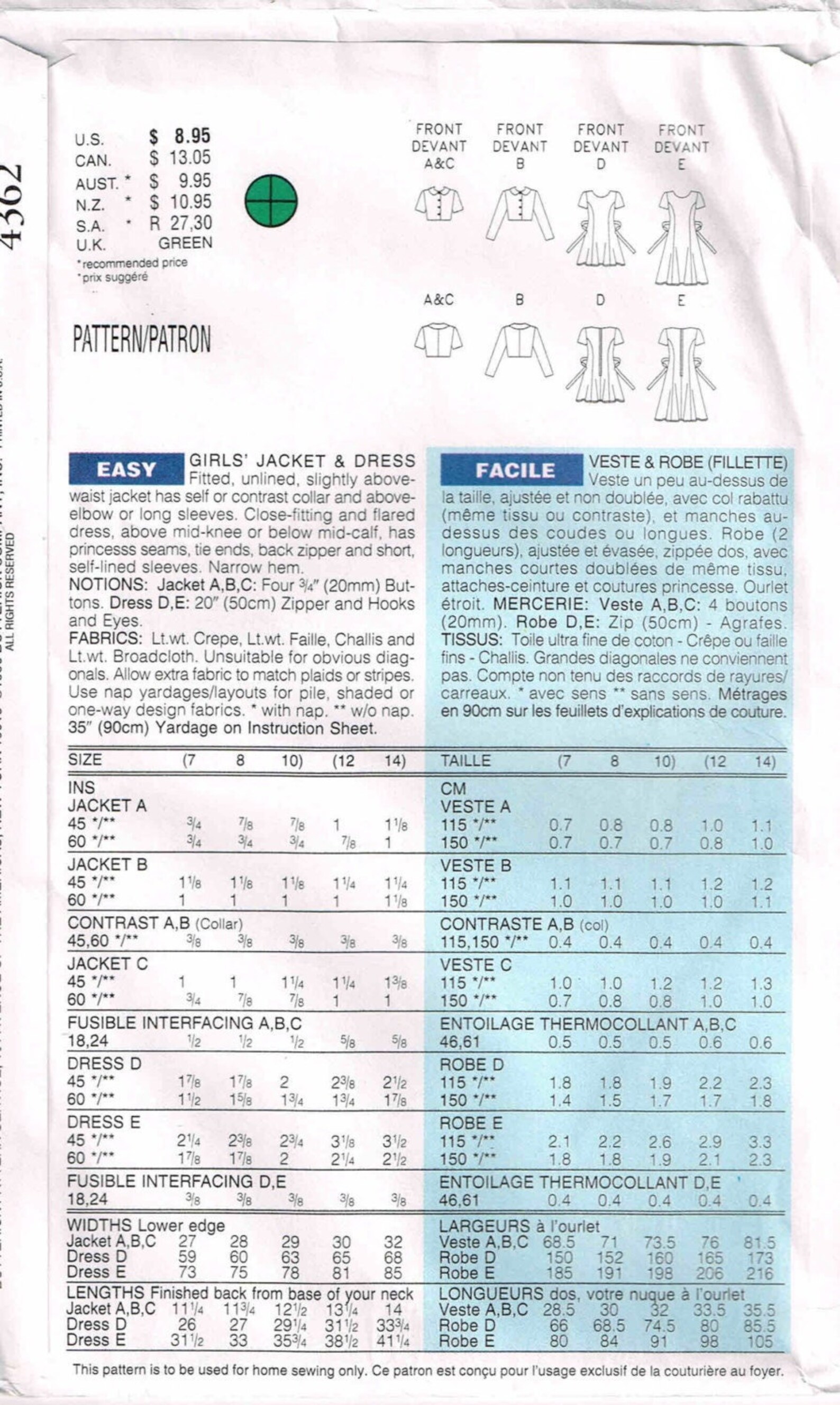 Butterick 4362 Girls Sewing Pattern Girls Flared Dress - Etsy