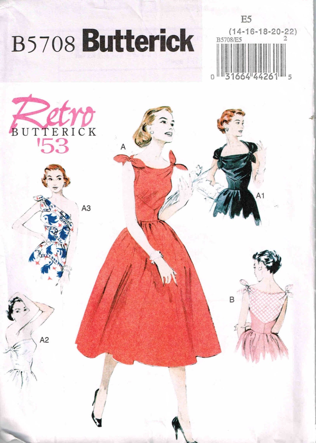Butterick 5708 Sewing Pattern 1950's Reproduction One - Etsy
