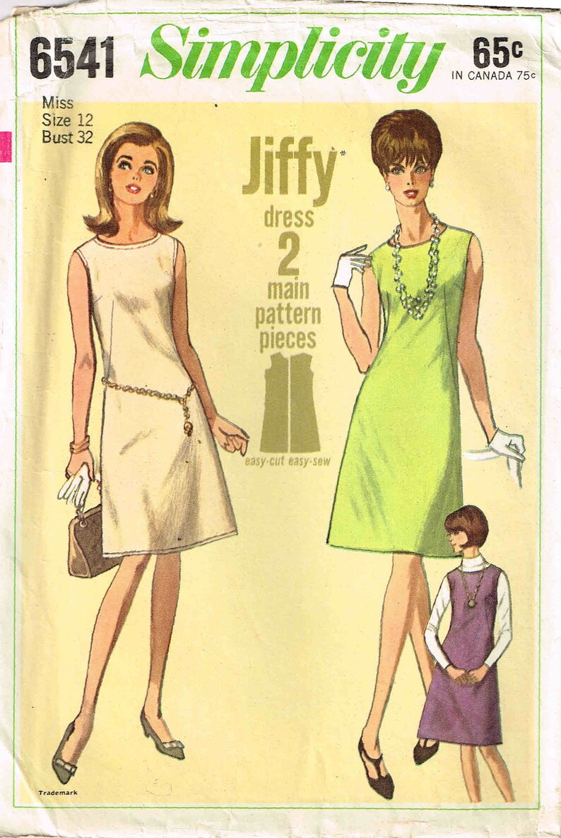 Sewing Pattern Jiffy Shift Dress Simplicity 6541 A Line | Etsy