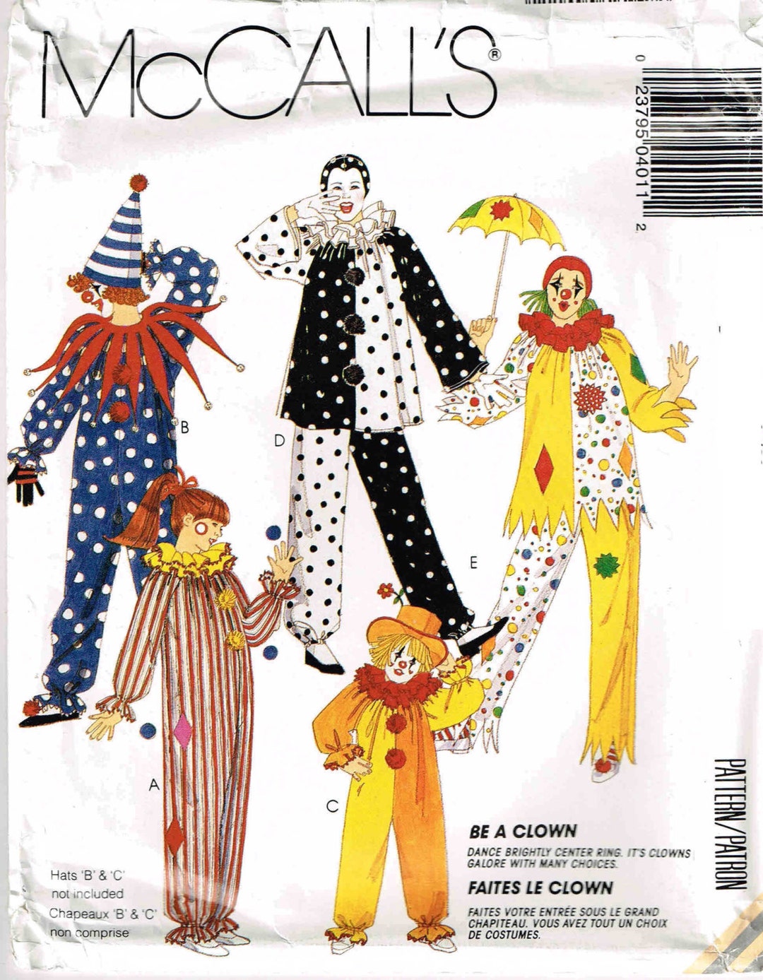 Children Clown Sewing Pattern Child Mime Jagged Shirt Pants Halloween ...
