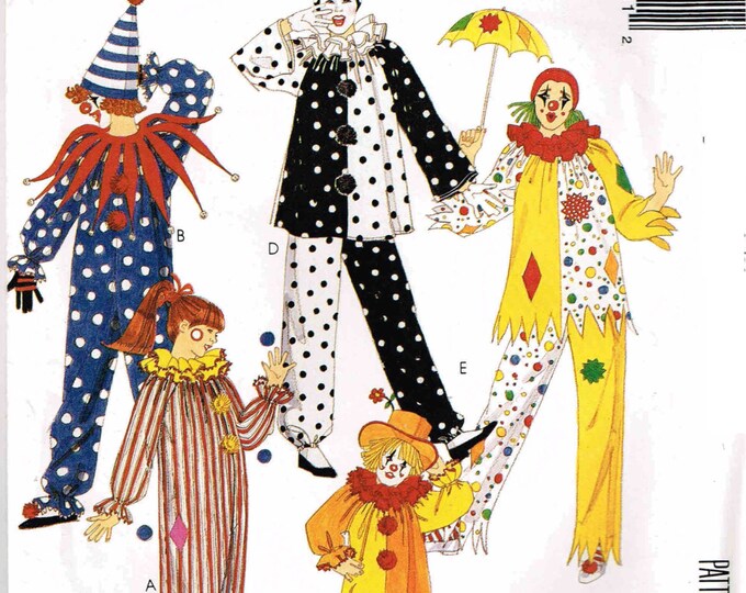 Children Clown Sewing Pattern Child Mime Jagged Shirt Pants Halloween ...