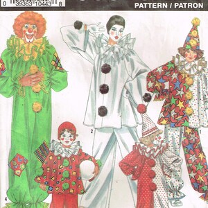 Mime Sewing Pattern, Clown Suit Hat, Top and Pants, Ruffled Neckline ...