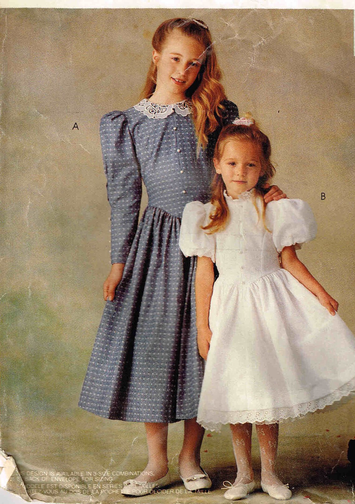 Sewing Pattern Girls Drop Waist Dress Front Buttons Puff | Etsy