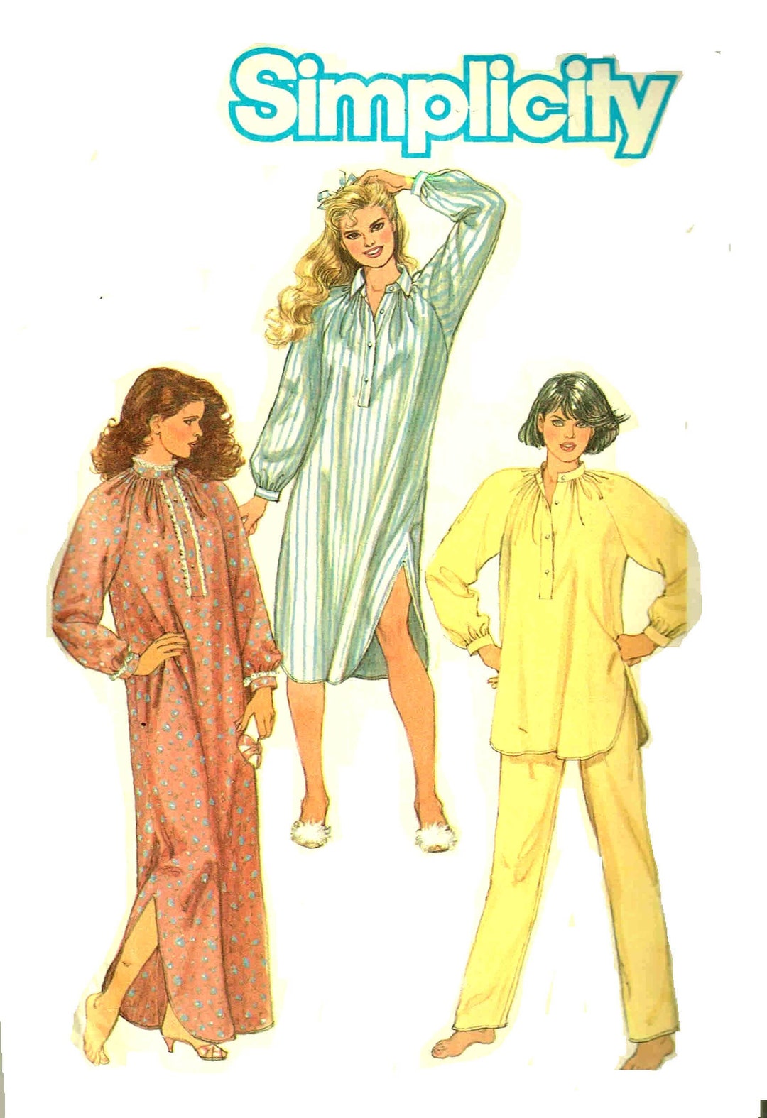 Sewing Pattern Night Gown Shirt and Pants Simplicity 6651 Size Medium ...
