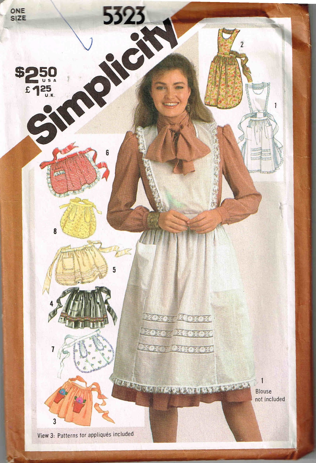 Apron Sewing Pattern Simplicity 5323 Vintage 1980s Bib Apron With ...