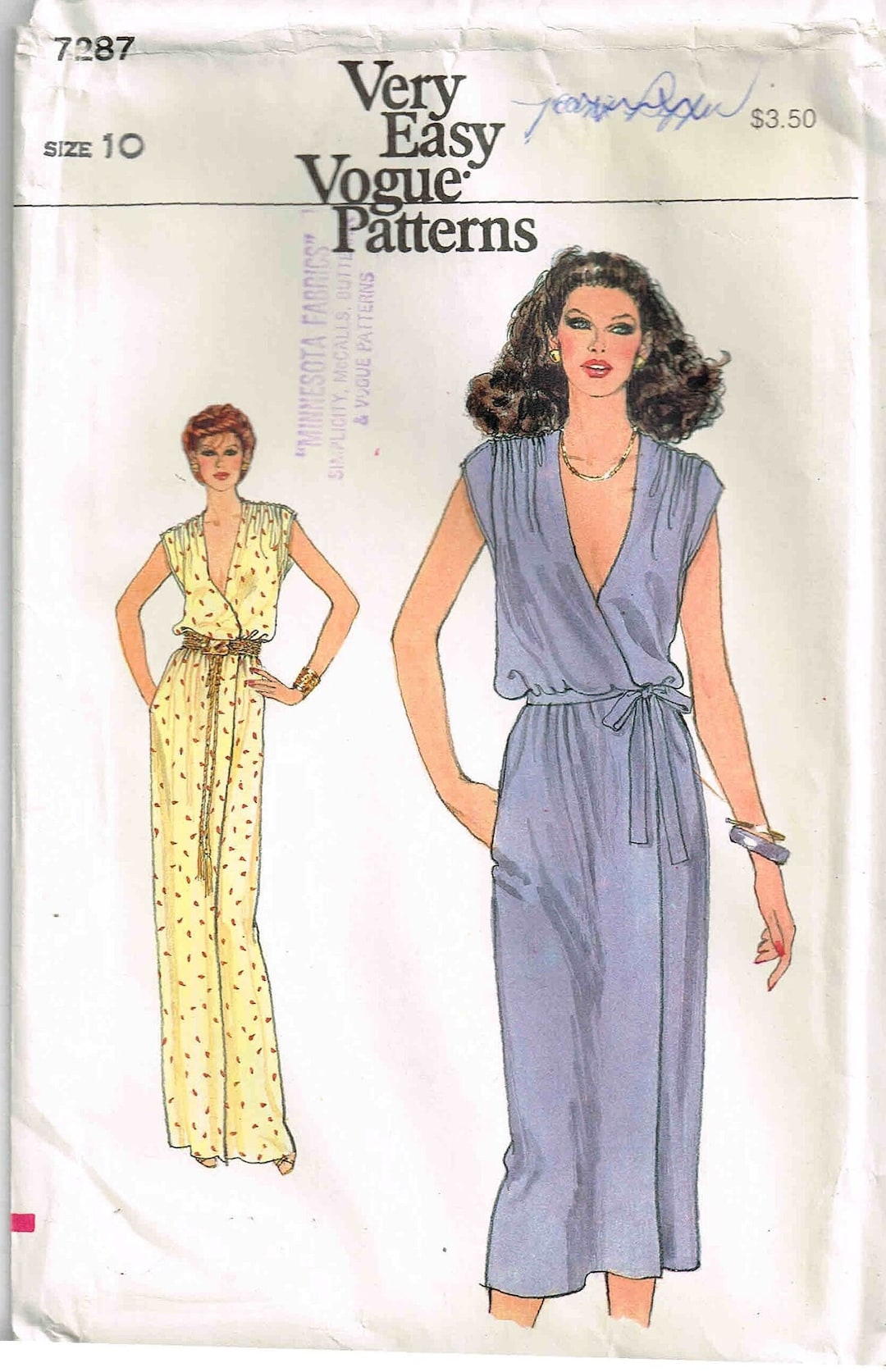 Vogue 7287 Sewing Pattern: Blouson Wrap Dress, Size 10 Uncut - Etsy