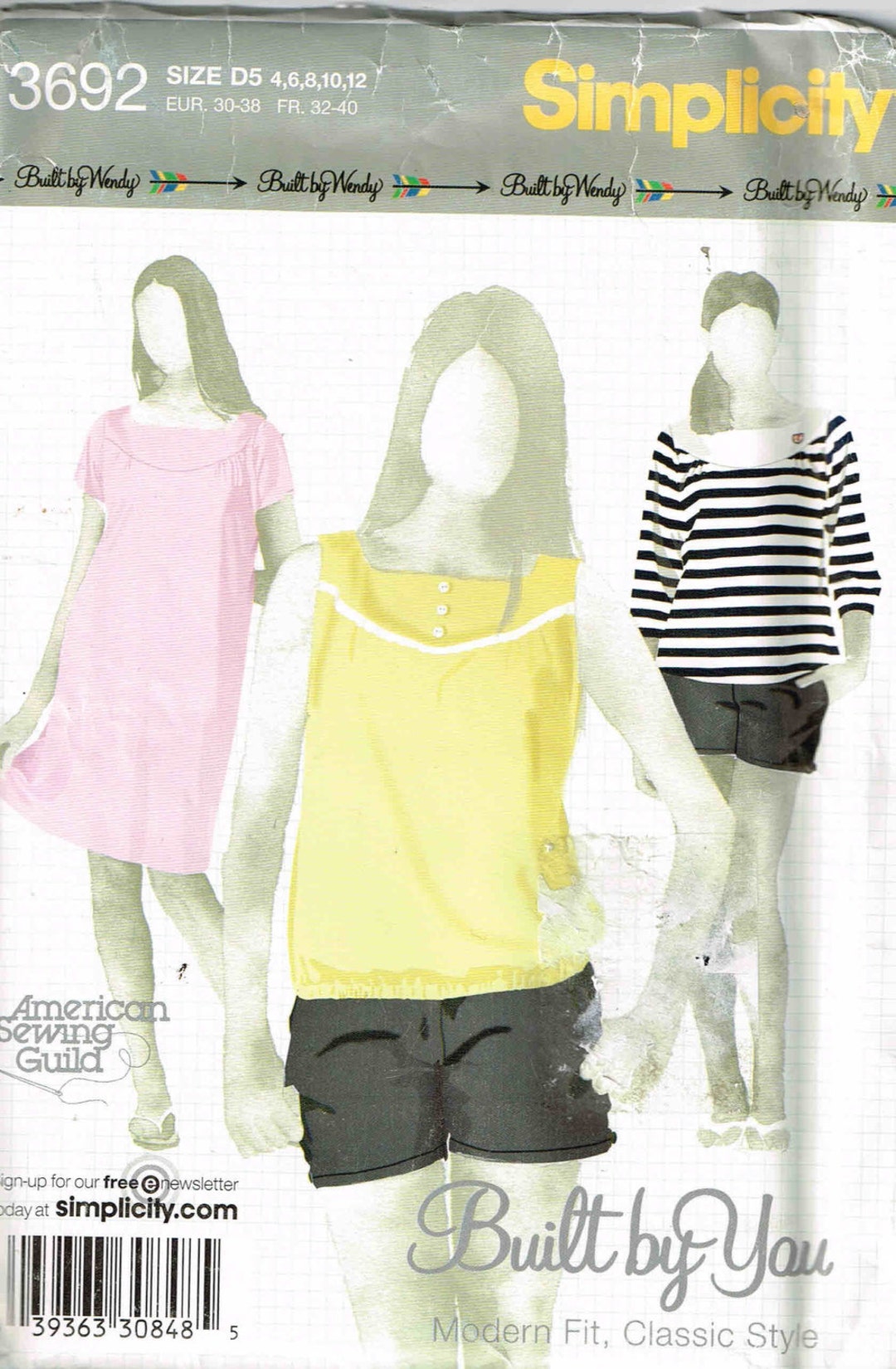 Sewing Pattern Built by Wendy Shirt Retro Styled Simplicity 3692 Misses ...