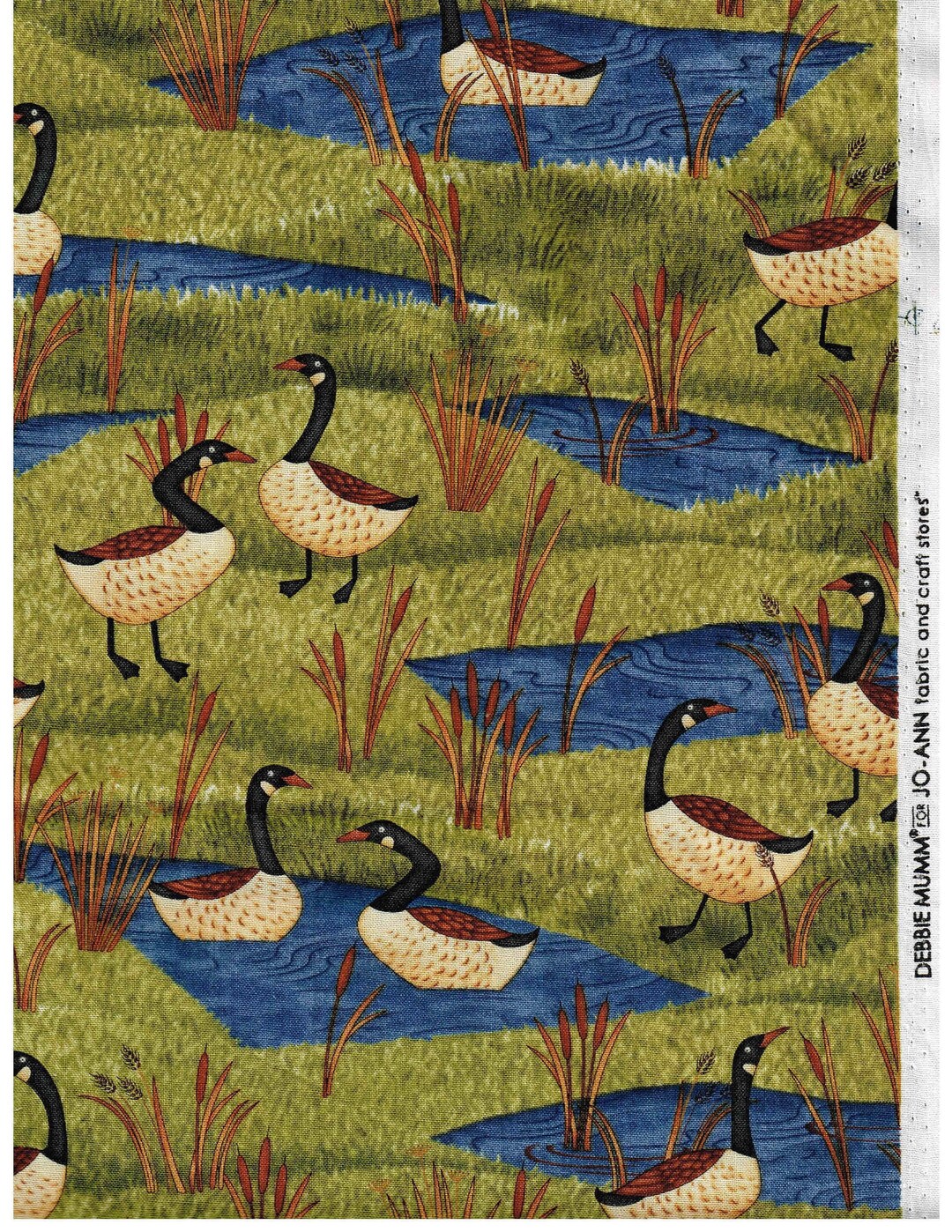 Debbie Mumm Geese, Green Sewing Fabric 100% Cotton 1/4, 1/2 Yard Cut ...