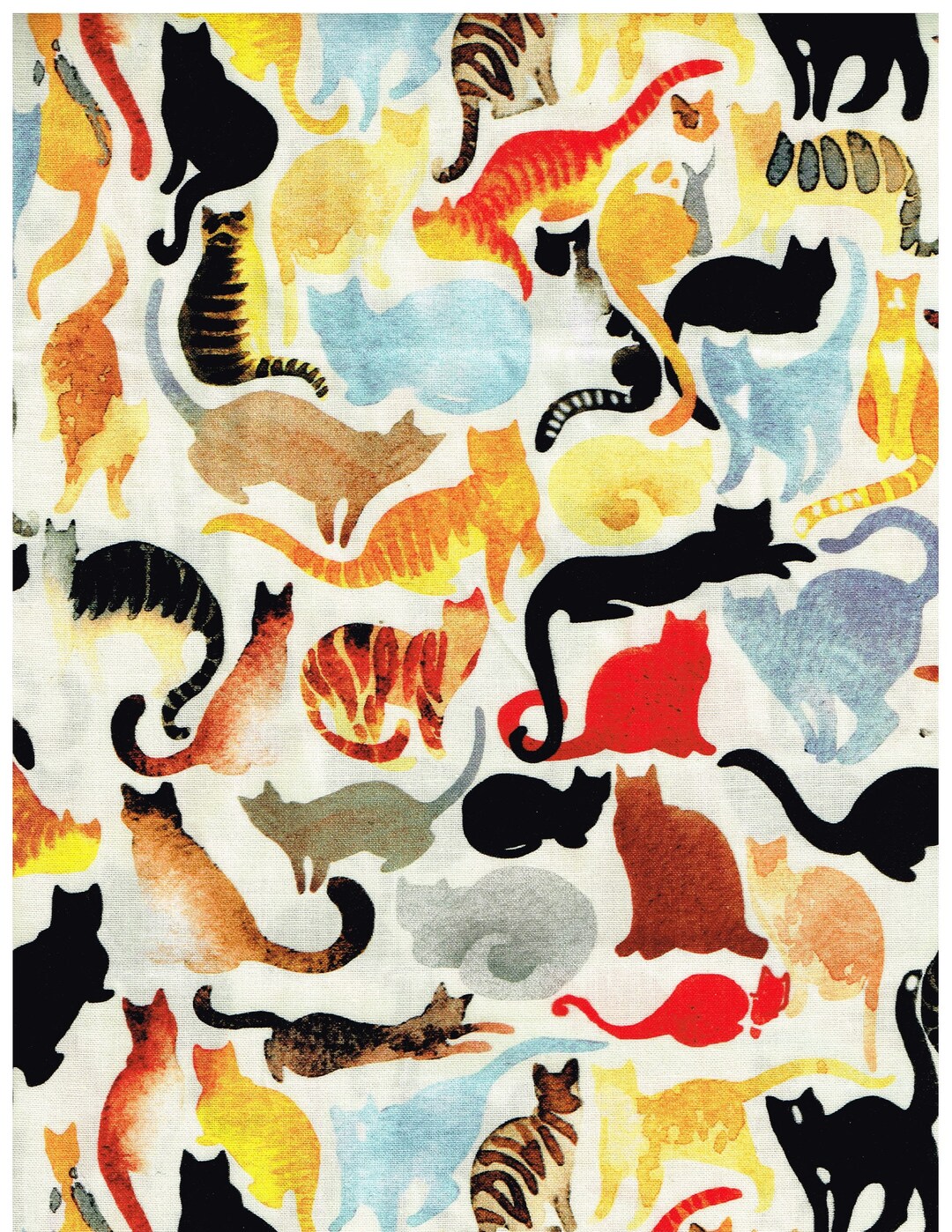 Cotton Material Tabby Cats Orange Black Brown Sewing Fabric 100% Cotton ...