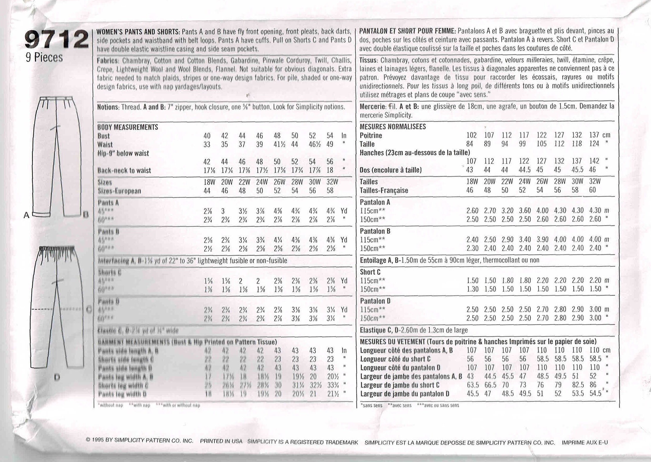 Full Figure Sewing Pattern Ladies Long Pants and Shorts - Etsy