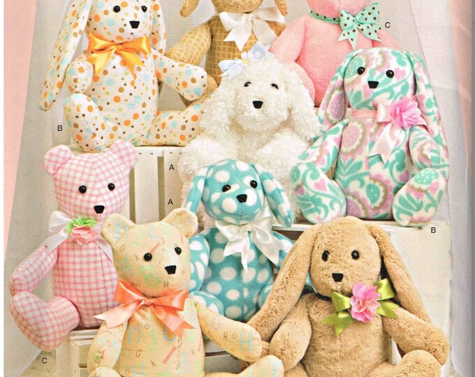 Sewing Pattern Easter Bunny Rabbit, Dog and Bear Plush Craft Toy Dolls ...