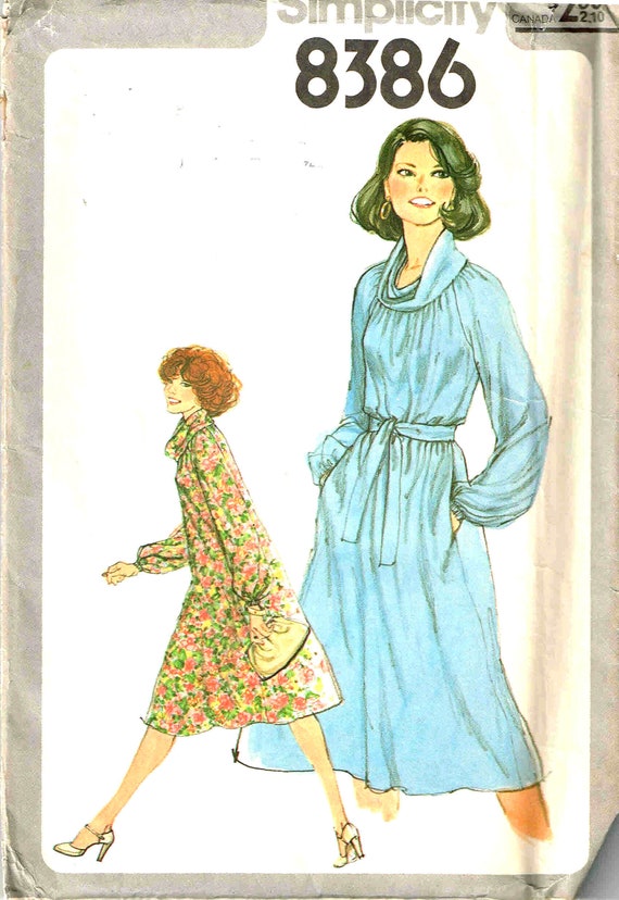 Sewing Pattern Vintage Cowl Neck Dress Raglan Sleeves Vintage | Etsy