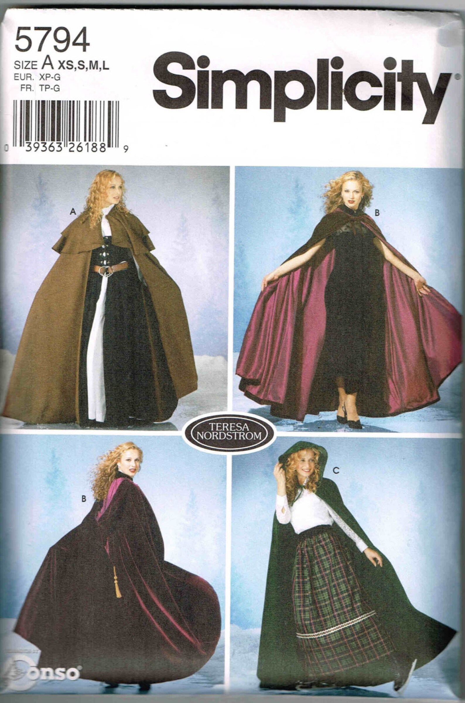 Sewing Pattern Medieval Renaissance Hooded Cape Simplicity - Etsy
