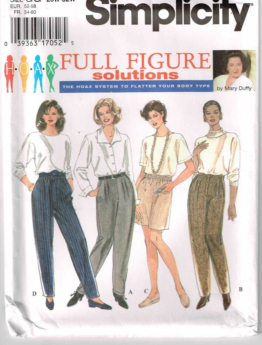 Full Figure Sewing Pattern Ladies Long Pants and Shorts Simplicity 9712 ...