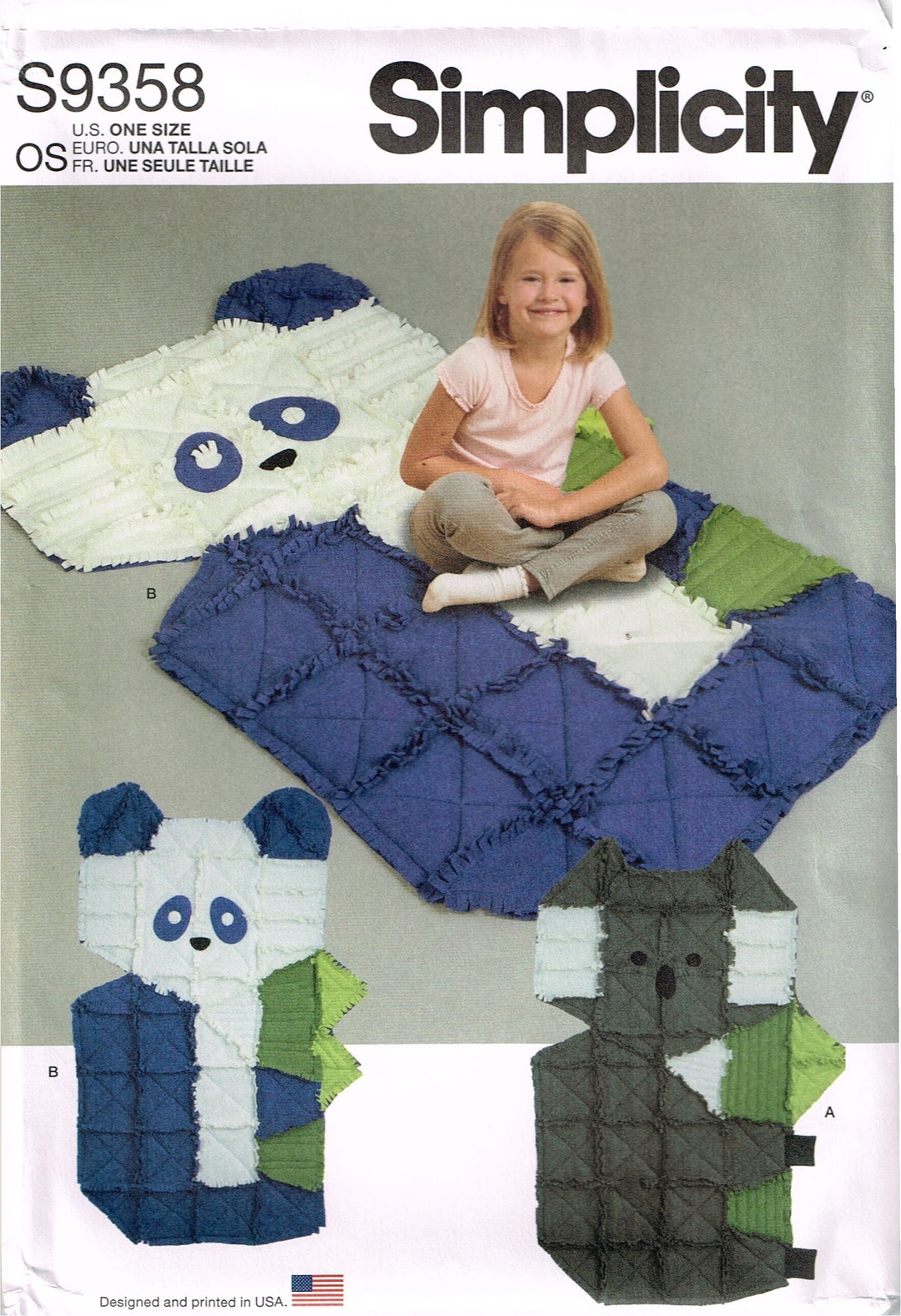 Panda and Koala Rag Quilt Sewing Pattern: Simplicity 9358 - Etsy