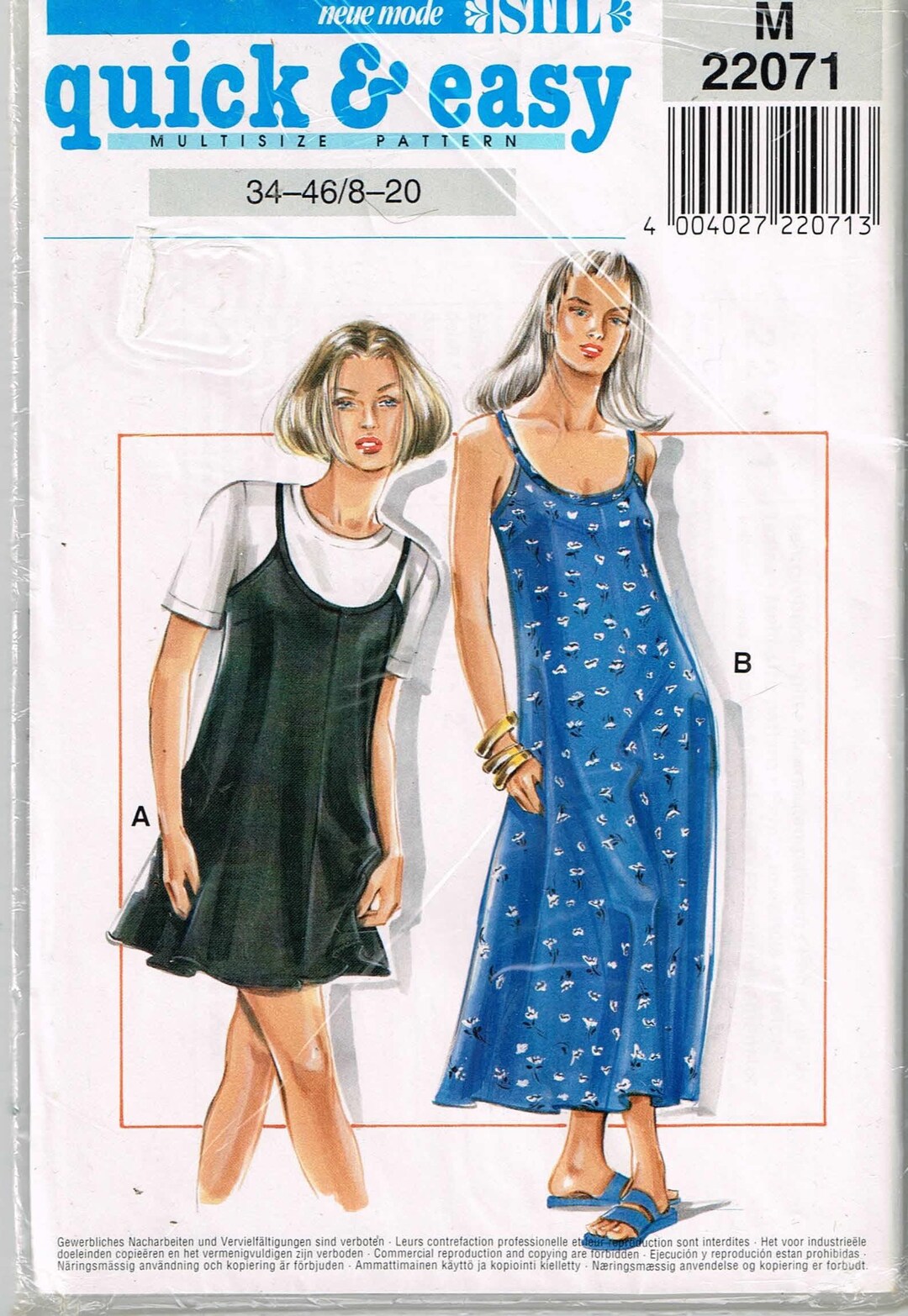 Misses Straight Slip Dress Sewing Pattern Neue Mode Stil European Size ...