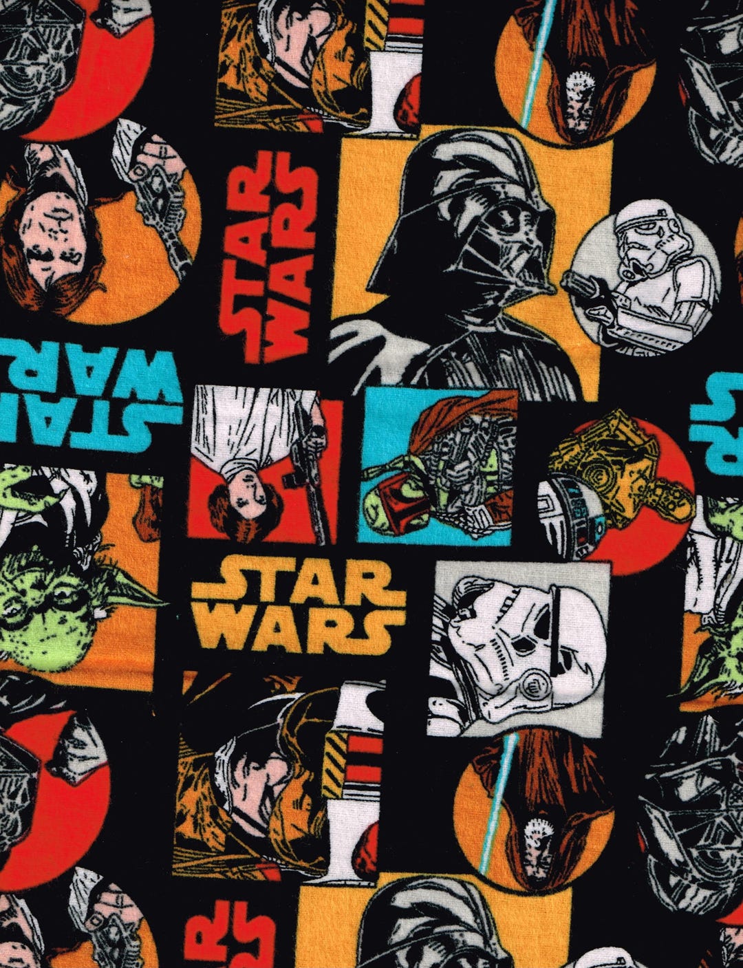 Flannel Fabric Star Wars Princess Lea, Hans Solo, Darth Vader Character ...