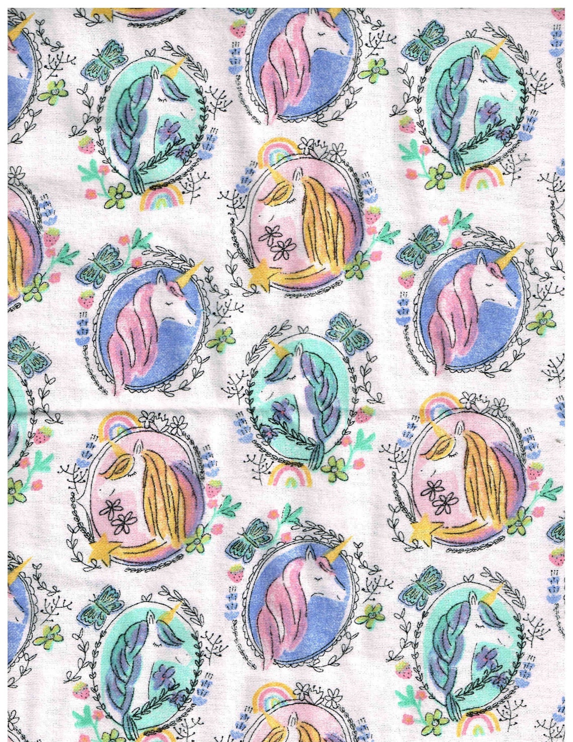 Unicorn Cotton Super Snuggle Flannel Fabric White Pink Blue - Etsy