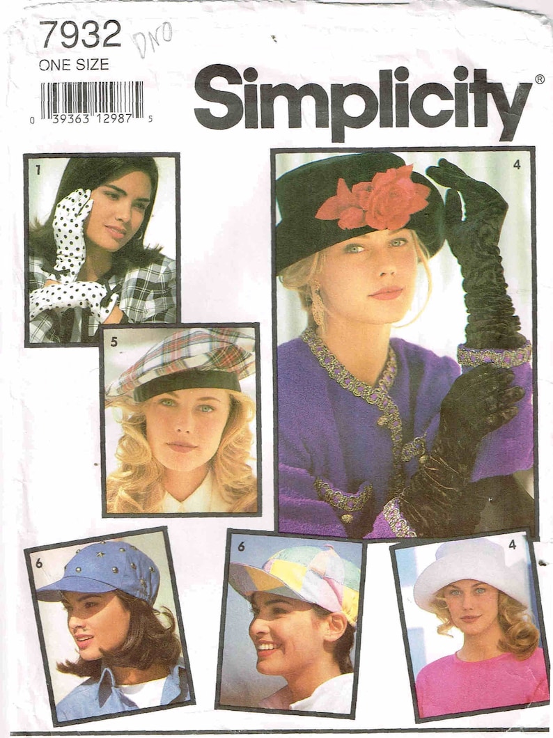 Beret Hats and Gloves Sewing Pattern Simplicity 7932 Vintage - Etsy