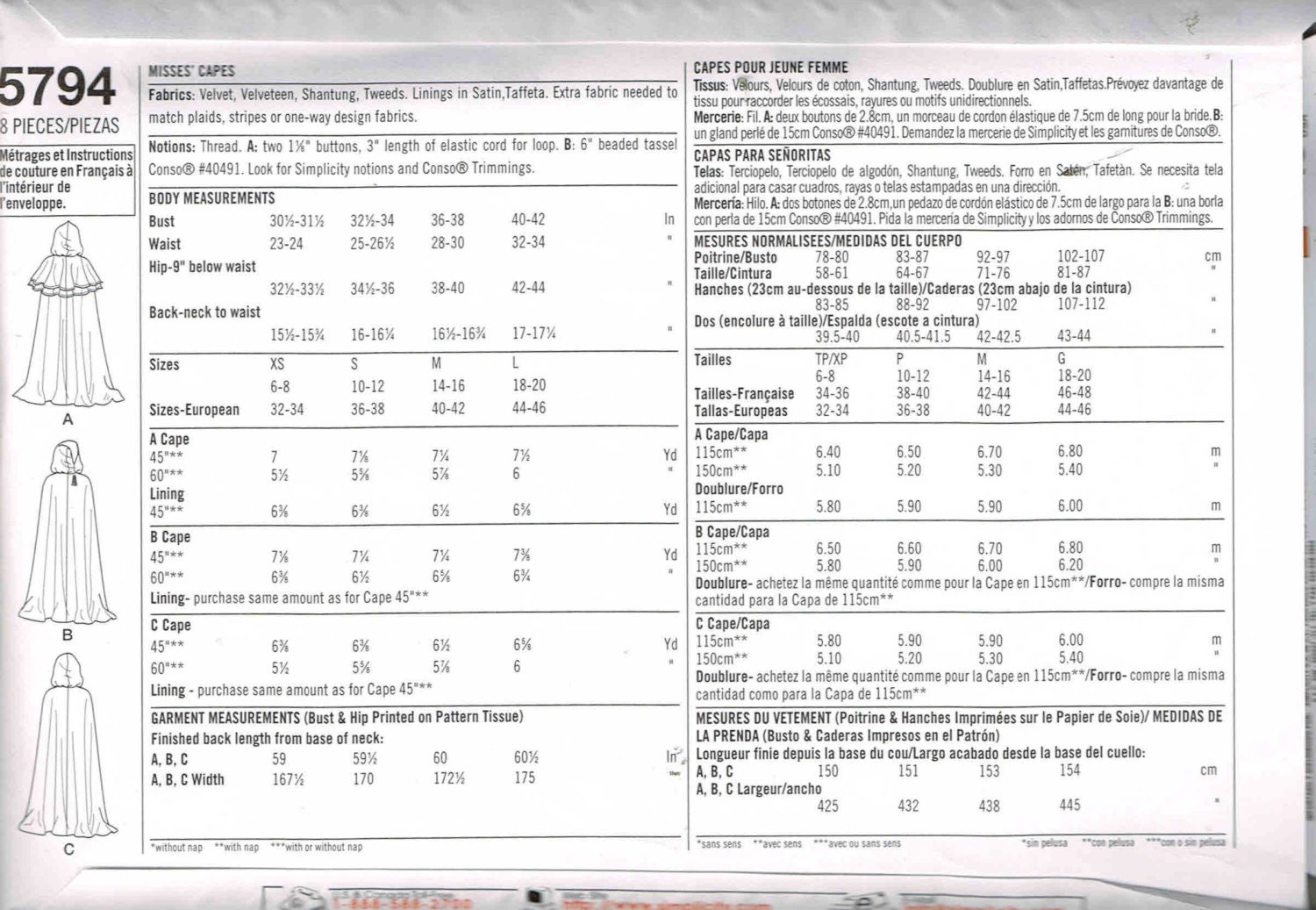 Sewing Pattern Medieval Renaissance Hooded Cape Simplicity - Etsy