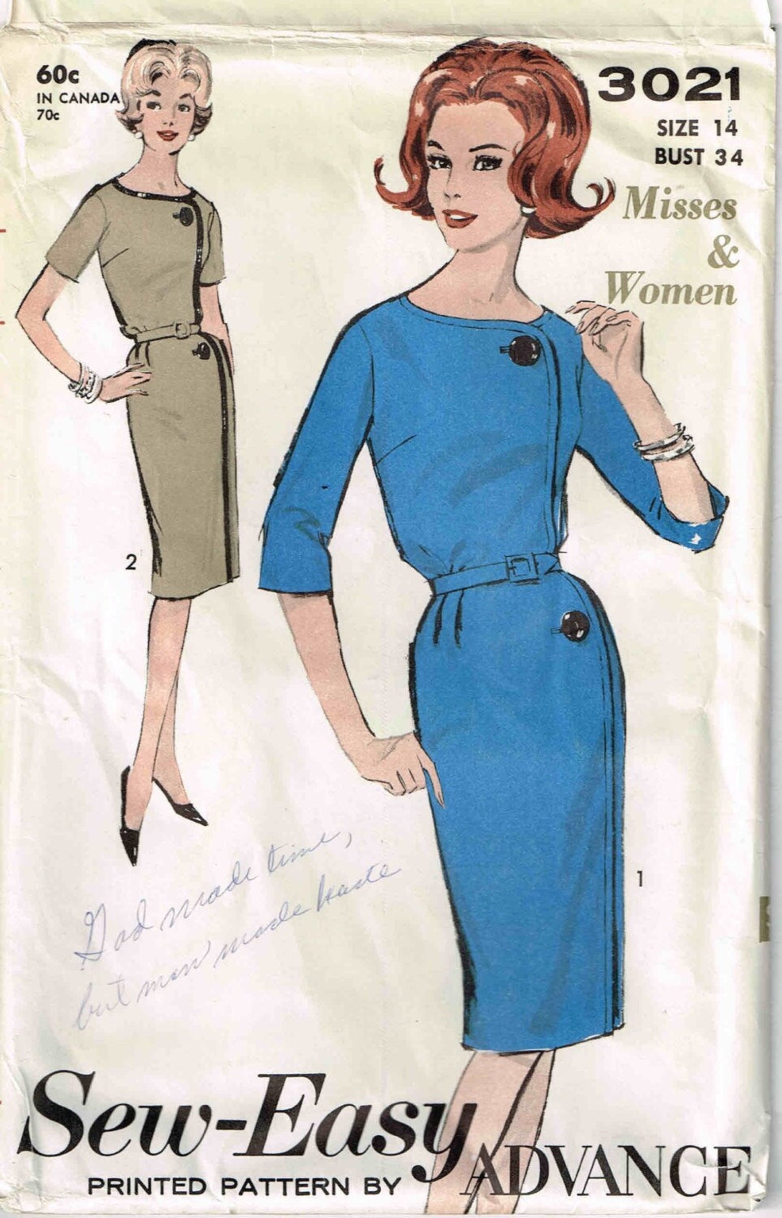 Misses Sewing Pattern Dress Vintage 1960s Bateau Neckline | Etsy