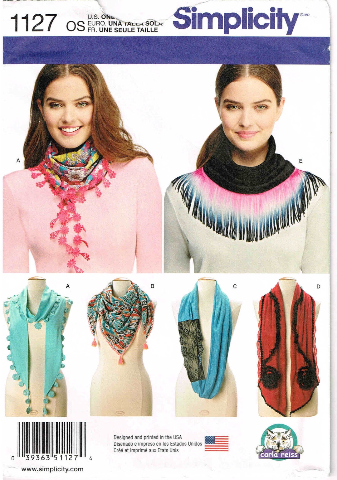 Sewing Pattern Neck Scarf, Various Styles, Tassel, Fringed Neck ...