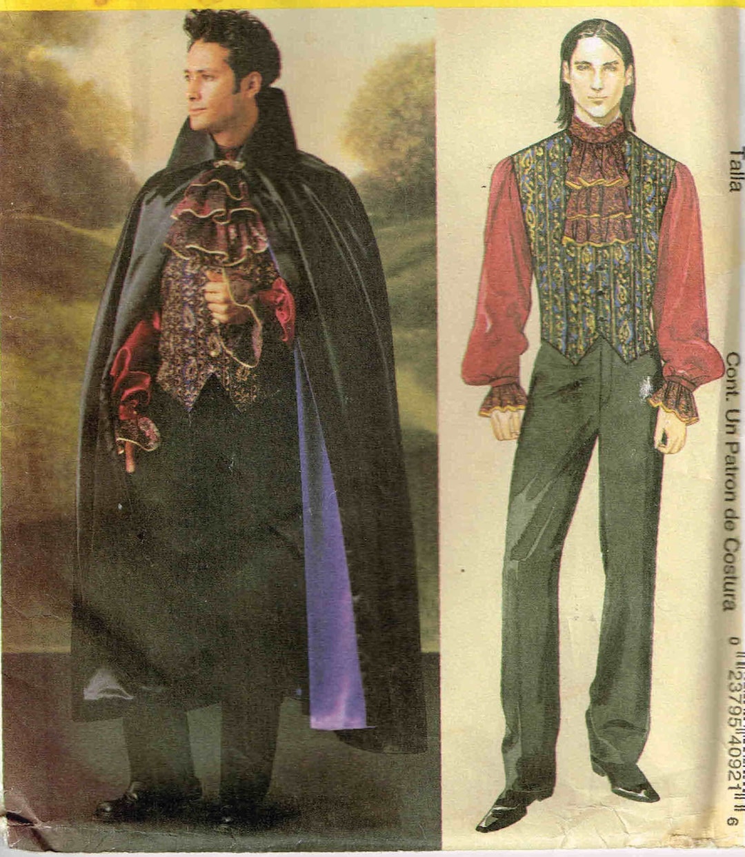 Gothic Vampire Medieval Lined Cape, Vest, Shirt Jabot Mccalls 4092 ...