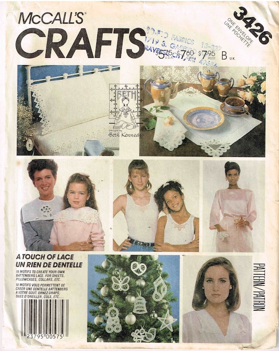 Sewing Pattern Battenberg Lace Ornaments and Decorative - Etsy